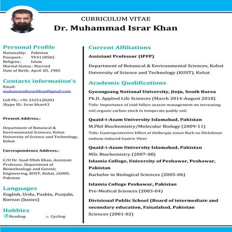 Dr. muhammad israr khan | PDF