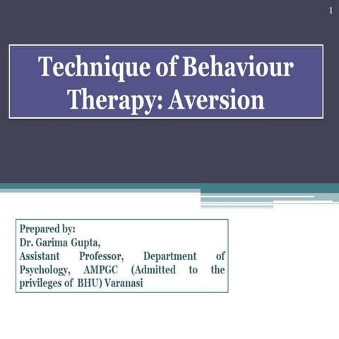 Dr. Garima Gupta Aversion Therapy | PDF