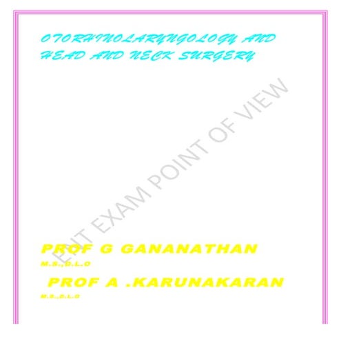 Dr. Gananathan Notes for ENT Practicals | PDF