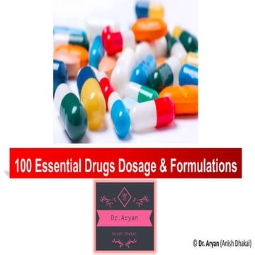 Essential Drugs Dosage and Formulations (Medical Booklet Series by Dr ...
