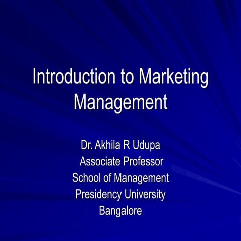 Introduction to marketing management | PPT