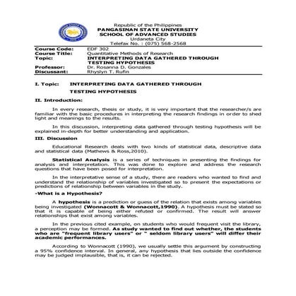 report on data interpretation | PDF