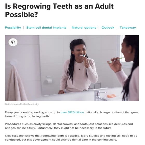 Is Regrowing Teeth as an Adult Possible? | PDF