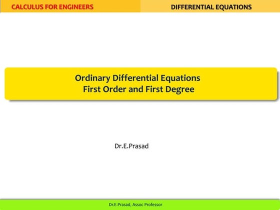Ordinary Differential Equation Ppt