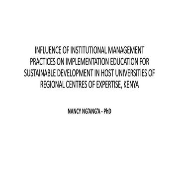 Influence of Institutional Management Practices on Implementation of ...