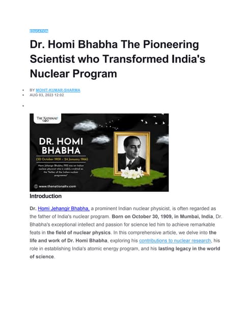 HOMI J BHABHA | PPTX