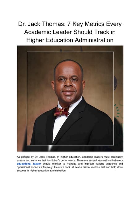Dr. Jack Thomas, College president at Central state university