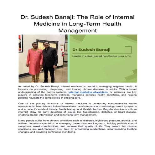 Dr. Sudesh Banaji_ The Role of Internal Medicine in Long-Term Health ...