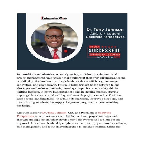 Dr. Tony Johnson_ A Visionary in Workforce and Project Management ...