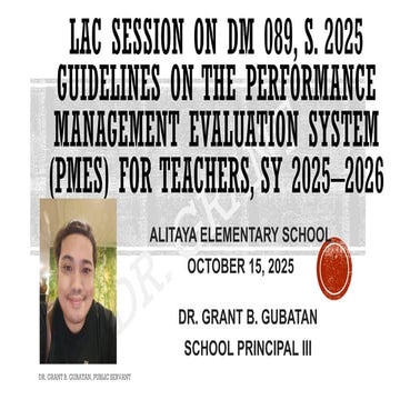 DEPED MEMORANDUM 089, 2025 PMES guidelines pptx | PPTX