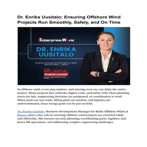 Dr. Enrika Uusitalo_ Ensuring Offshore Wind Projects Run Smoothly ...