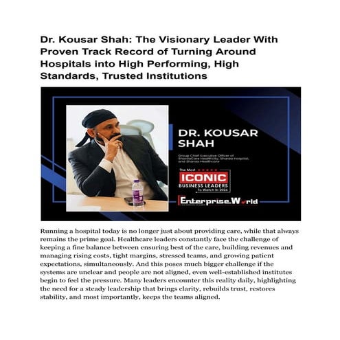 Dr. Kousar Shah_ The Visionary Leader With Proven Track Record of ...