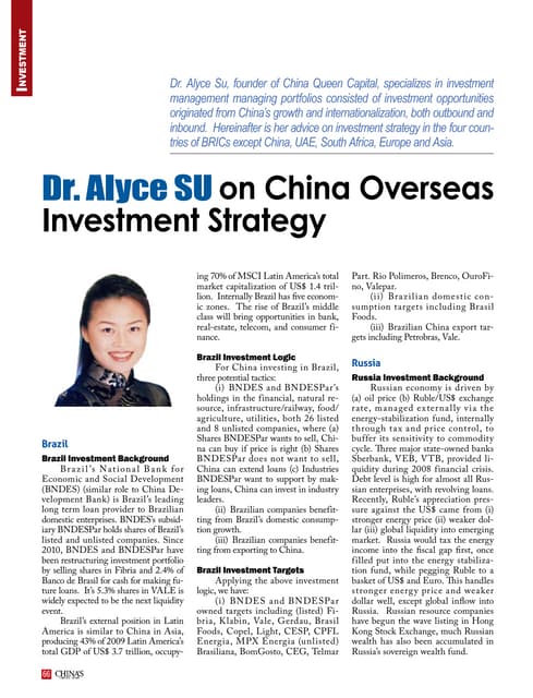Dr. Alyce Su Cover - China's Investment Leader | PDF