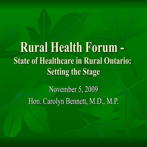 Dr. Carolyn Bennett | PPT | Infectious Diseases | Diseases and Conditions