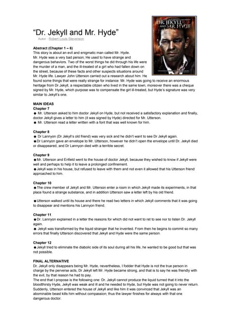 Dr Jekyll And Mr Hyde Part 1 Ppt