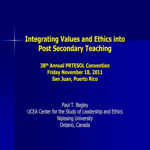 Integrating Values and Ethics into | PPTX | Education