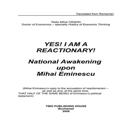 Dr. Radu Mihai Crisan, National Awakening upon Mihai Eminescu | PDF