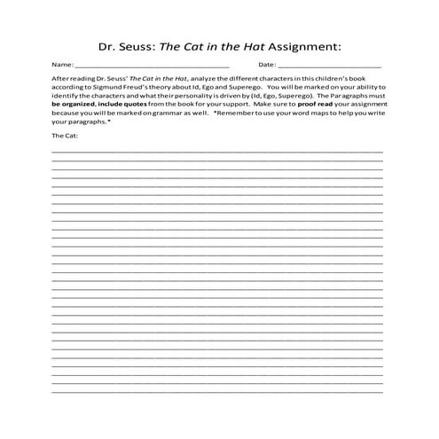 Dr. seuss the cat in the hat assignment | DOCX | Parenting Children ...