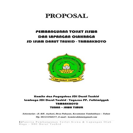 Draff PROPOSAL SDI DARUT TAUHID TAMBAKBOYO | PDF