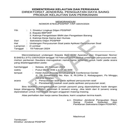 Draf Memo Penyusunan Soal Pada Aplikasi Penyusunan Soal | PDF