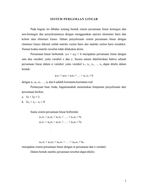 Matriks eselon baris dan eselon baris tereduksi | PPTX