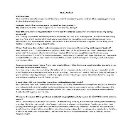 Draft article magazine | DOCX | Video Production | Content Production