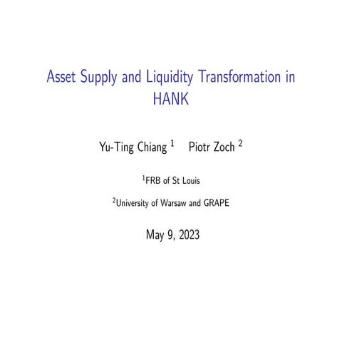 Asset Supply in HANK | PDF