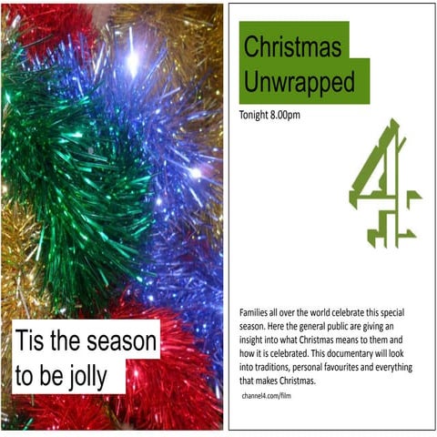 Channel 4 draft advert | PPTX | Holiday | Genres
