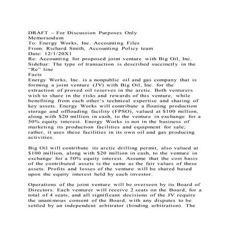 DRAFT – For Discussion Purposes Only MemorandumTo Energy Work | DOCX