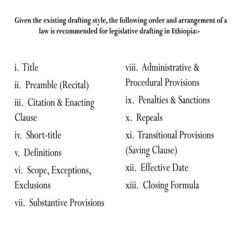 Ethiopian laws on legislative drafting styles | PPTX