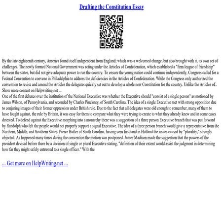 Drafting The Constitution Essay | PPT