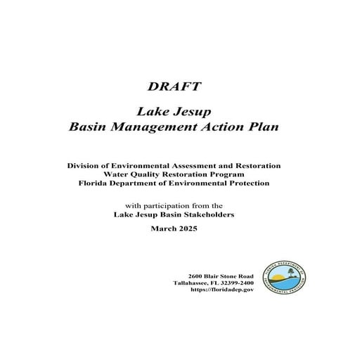 Draft Lake Jesup Basin Management Action Plan (BMAP) – March 2025 | PDF