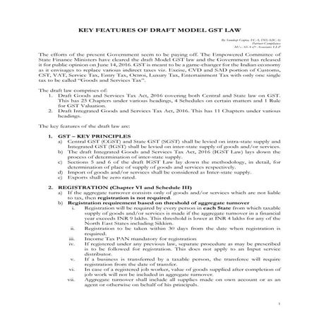 Key features of draft Model GST law | PDF