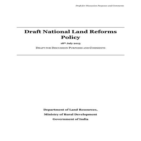 Draft national land reforms policy - India | PDF