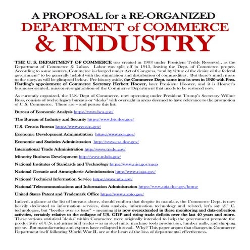 DRAFT ONLY -- PROPOSAL FOR A RE-ORGANIZED COMMERCE DEPT | PDF
