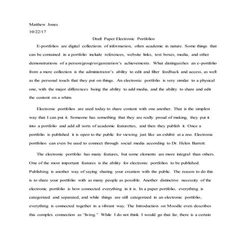 Electronic Portfolios Paper | DOCX