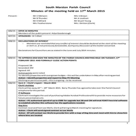 Draft pc minutes 17.03.15 sbcm | DOCX | Developmental Sites | Real Estate