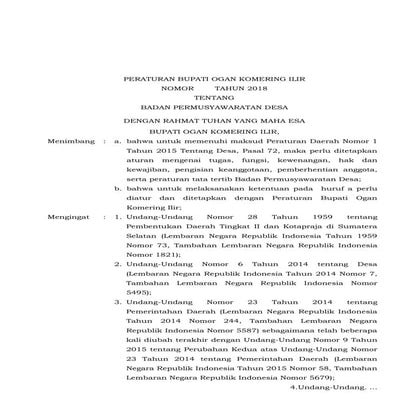 Draft perbub bpd oki | PDF