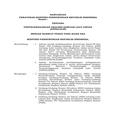 Draft permen andal lalin 02 04 2013 | PDF