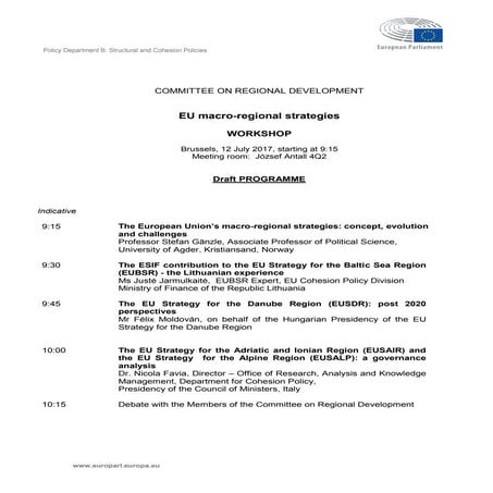 Draft programme regi workshop 12 july | PDF