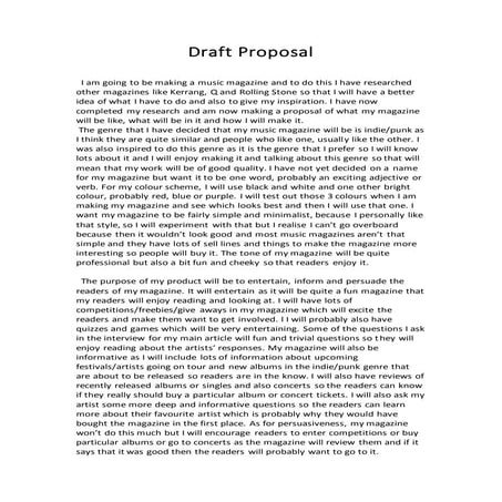Draft Proposal | DOCX | Music | Entertainment
