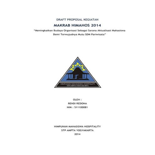 DRAF PROPOSAL MAKRAB HIMPUNAN MAHASISWA HOSPITALITY SEKOLAH TINGGI ...