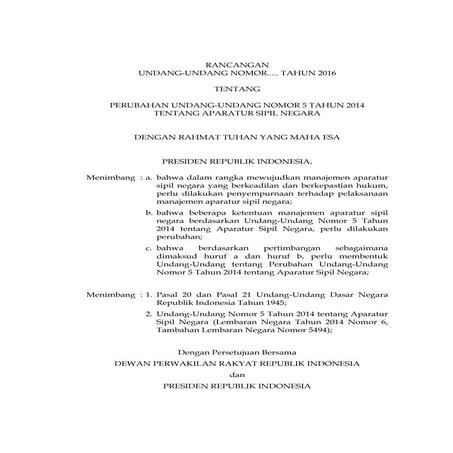 Draft Revisi UU ASN No 5 tahun 2014 | PDF