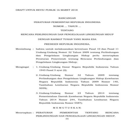 DRAFT RPP RENCANA PERLINDUNGAN DAN PENGELOLAAN LH | PDF