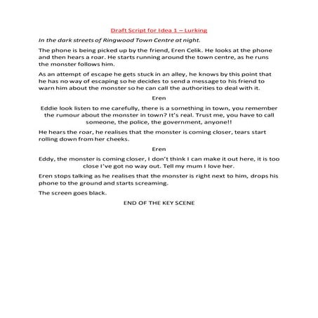 Storyboard for idea 1 the lurking | PDF