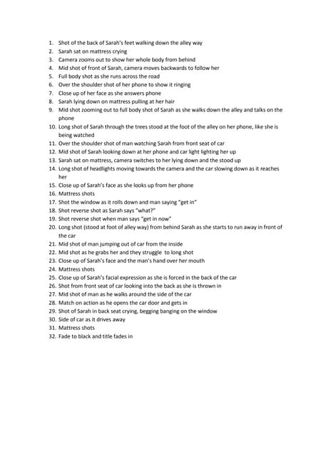 Shot list word | PDF