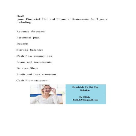 Draft your Financial Plan and Financial Statements for 3 years inc | DOCX
