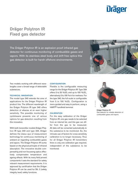 Drager Polytron 5000 Fixed Gas Detector - Spec Sheet | PDF