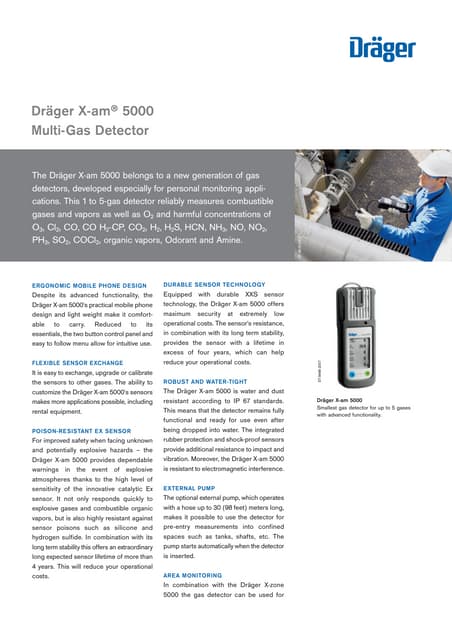 Drager Polytron 5000 Fixed Gas Detector - Spec Sheet | PDF