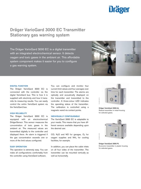 Drager Polytron 5200 Fixed Gas Detector - Spec Sheet | PDF